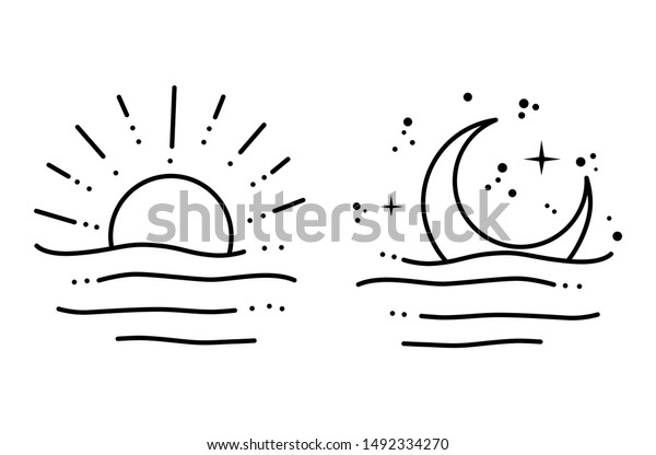Sun Moon Drawing Design By Inkscape: เวกเตอร์สต็อก (ปลอดค่าลิขสิทธิ์ ...