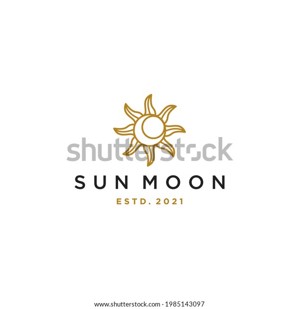 Sun Moon Logo Icon Vintage Ancient Stock Vector (Royalty Free ...