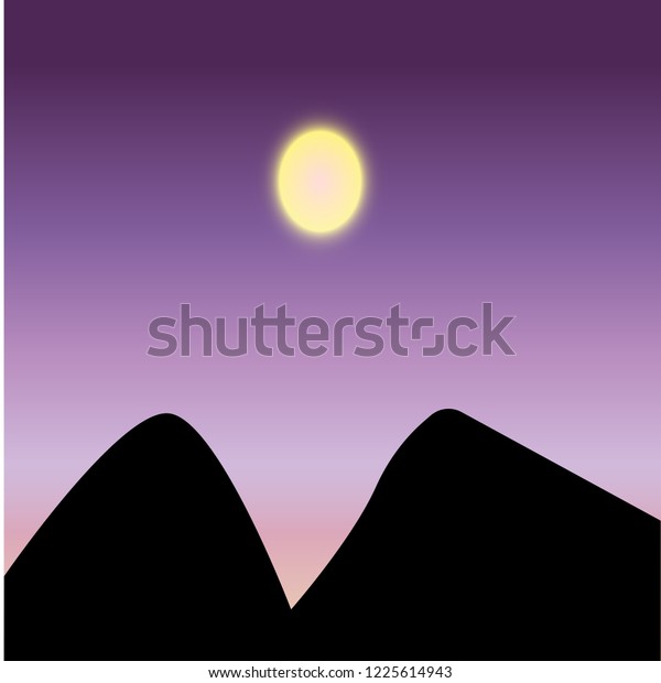 Sun On Purple Background Iconvector Stock Vector (Royalty Free) 1225614943