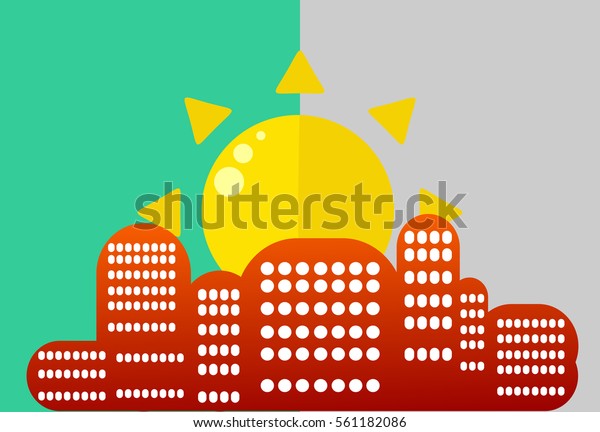 Sun Over City Beautiful Simple Landscapestyle Stock Vector (Royalty ...