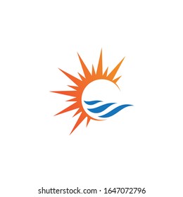 Sun Over Wave Logo Design Template Stock Vector (Royalty Free ...