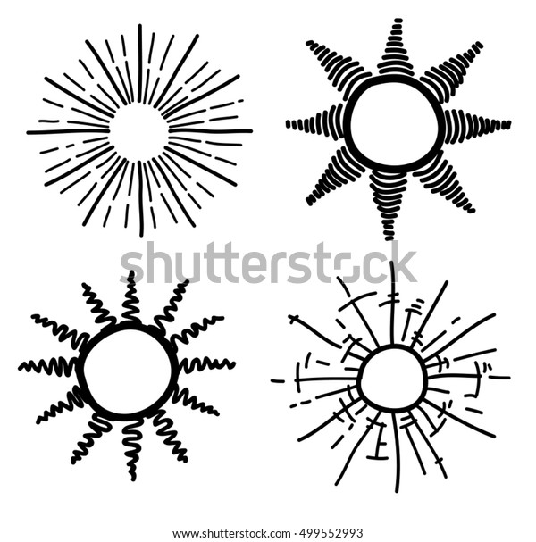 Sun Ray Hand Drawing Sunburst Design Stock Vector (Royalty Free ...