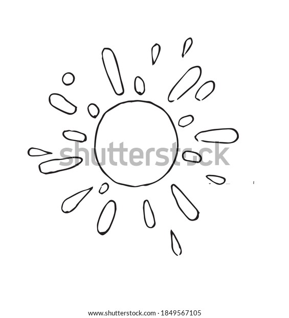 Sun Rays Cartoon Style Hand Drawing Stock Vector (Royalty Free ...