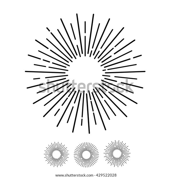 Sun Rays Hand Drawn Linear Drawing Stock Vector (Royalty Free ...