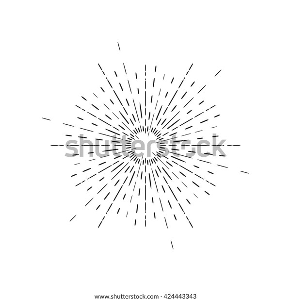 Sun Rays Linear Drawing Star Burst Stock Vector (Royalty Free) 424443343
