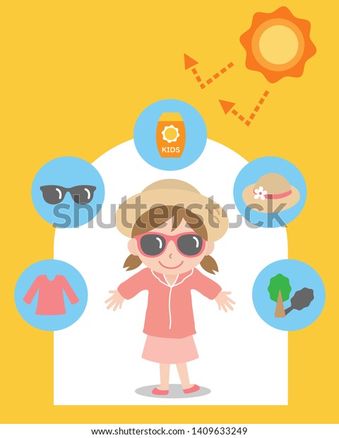 Sun Safety Tips Girl Kid Illustration Stock Vector (Royalty Free ...