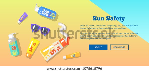 Sun Safety Web Banner Inscription Depicting Stock Vector (Royalty Free ...