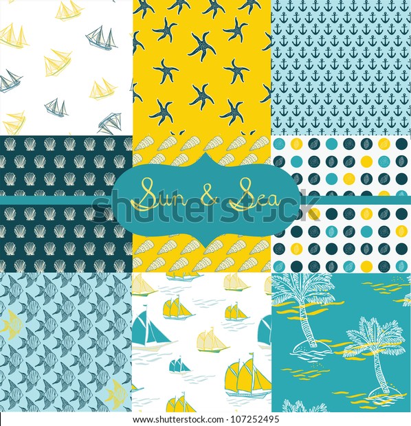 Sun Sea Digital Scrapbook Paper Stock Vector (Royalty Free) 107252495 ...