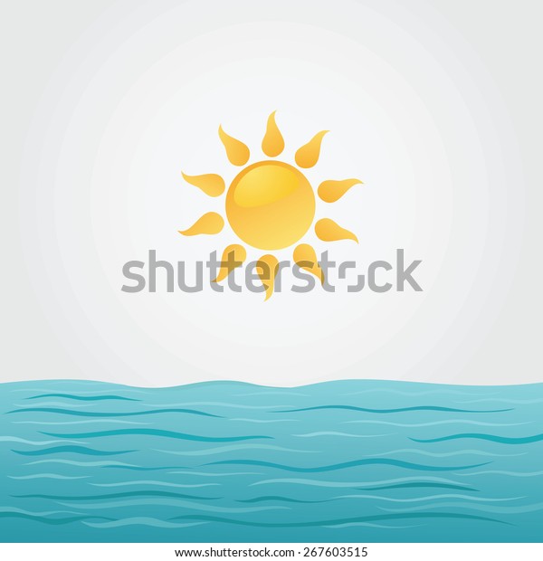 Sun Sea Water Vector Illustration Stock Vector (Royalty Free) 267603515 ...