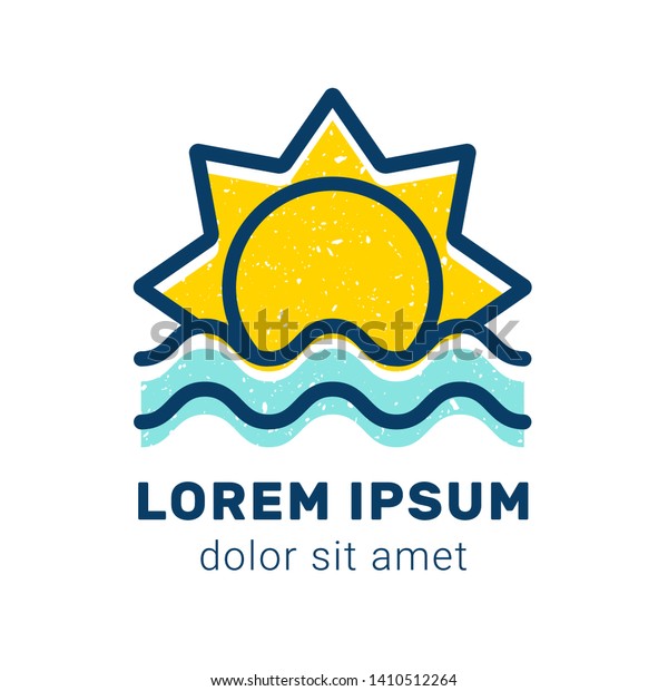 Sun Sea Wawe Logo Flat Outline Stock Vector (Royalty Free) 1410512264 ...