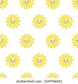 Sun Seamless Pattern Smiling Sun Flat Stock Vector (Royalty Free ...