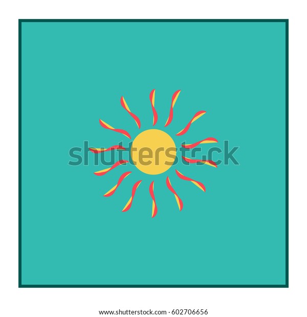 Sun Sign Blue Square Orange Solar Stock Vector (Royalty Free) 602706656 ...