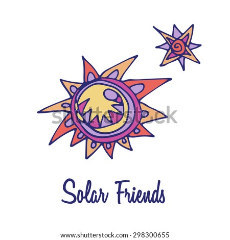 Sun Star Logo Hand Drawn Full Stock Vector (Royalty Free) 298300655 ...
