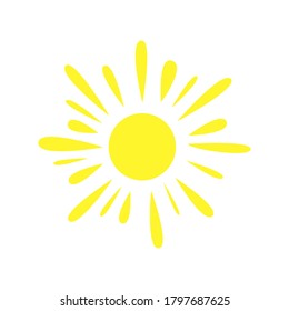 Sun Sunbeams Yellow Simple Drawing Icon Stock Vector (Royalty Free ...