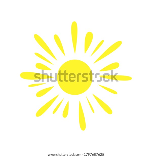 Sun Sunbeams Yellow Simple Drawing Icon Stock Vector (Royalty Free ...