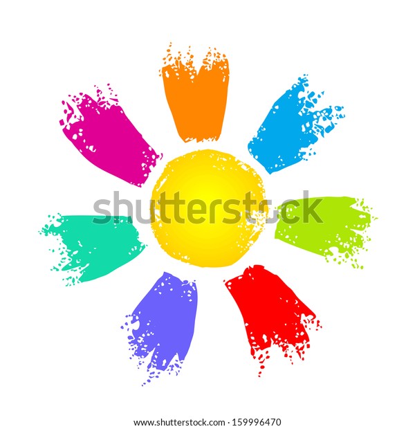 Sun Symbol Colorful Rays Stock Vector (Royalty Free) 159996470
