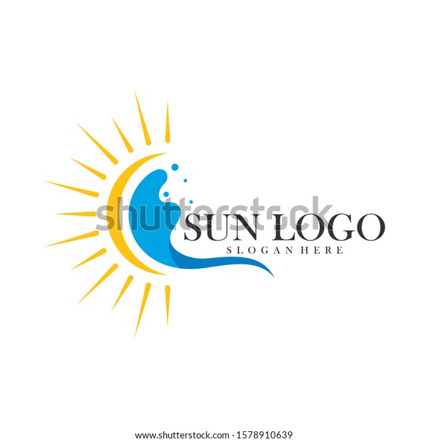 Sun Water Logo Design Vector Template Stock Vector (Royalty Free ...