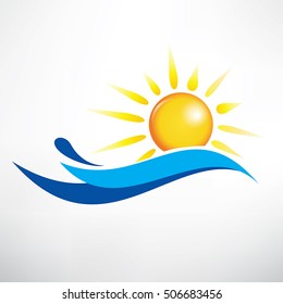 Sun Blue Lines Water Stock Vector (Royalty Free) 645902113 | Shutterstock