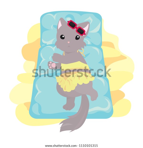 Sunbath Cat Swimsuit Stock Vector (Royalty Free) 1110101315 | Shutterstock
