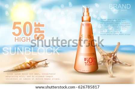 Sunblock Ad Template Sun Protection Sunscreen Image vectorielle de ...