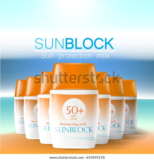 Sunblock Ads Template Sun Protection Cosmetic Stock Vector (Royalty ...