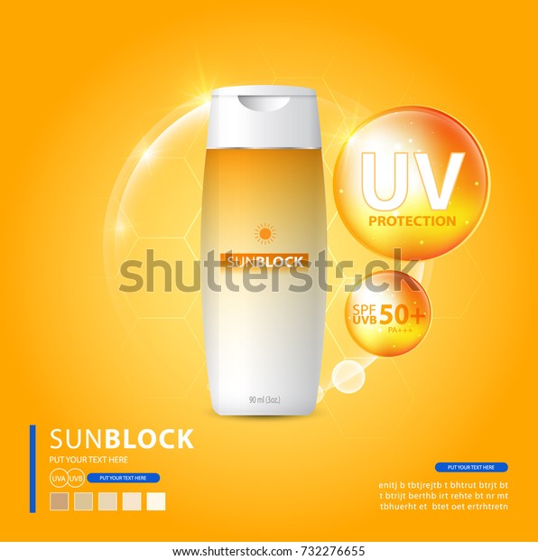 Sunblock Ads Template Sun Protection Cosmetic Stock Vector (Royalty ...