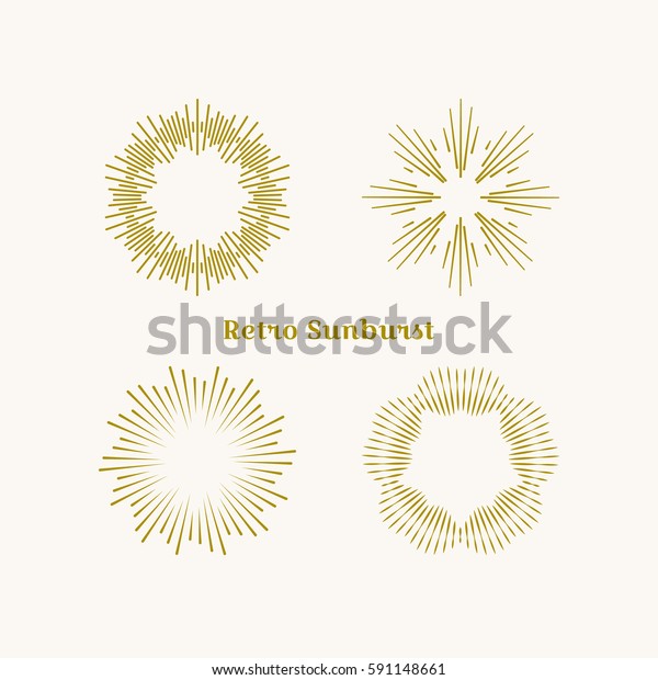 Sunburst Frames Set Retro Gold Sun Stock Vector (Royalty Free ...