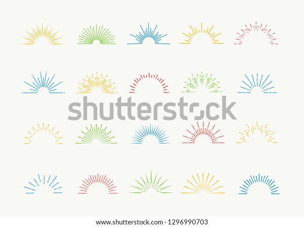 Sunburst Icons Vector Set Colorful Style Stock Vector (Royalty Free ...