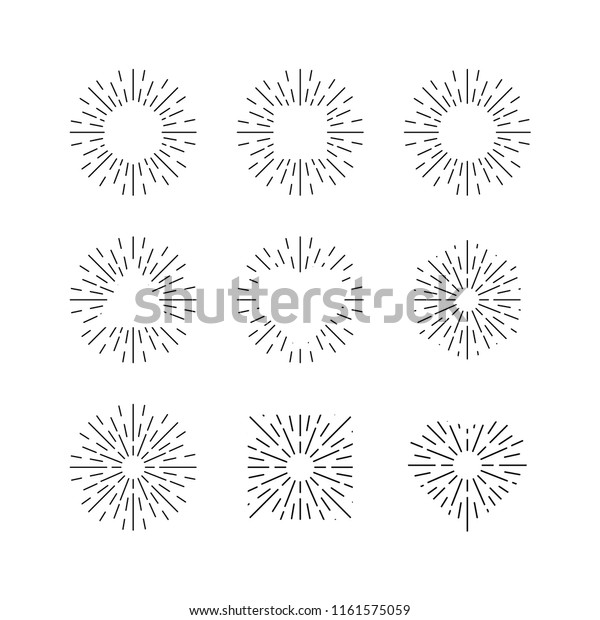 Sunburst Ink Vector Set Vintage Hipster Stock Vector (Royalty Free ...