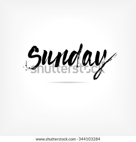Sunday Hand Written Brush Typography Isolated Stock Vector (Royalty ...