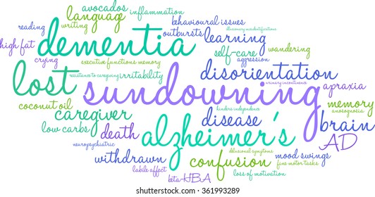 Sundowning Word Cloud On White Background Stock Vector (Royalty Free ...