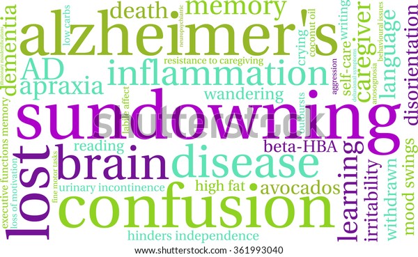 Sundowning Word Cloud On White Background Stock Vector (Royalty Free ...