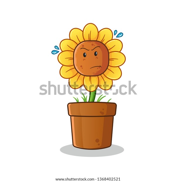 Sunflower Angry Mascot Vector Cartoon Illustration Stok Vektör ...