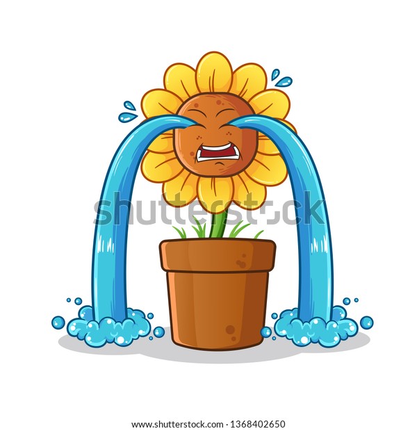Sunflower Crying Mascot Vector Cartoon Illustration: เวกเตอร์สต็อก ...
