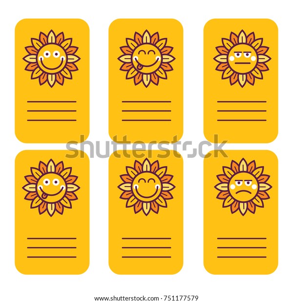 Sunflower Emoticon Set Card Sticker Label Stock Vector (Royalty Free ...