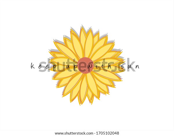 Sunflower Illustration Keep Sun Motto Pattern Stock Vector (Royalty ...