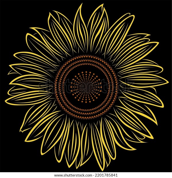 Sunflower Line Art Can Be Used Stock Vector (Royalty Free) 2201785841 ...