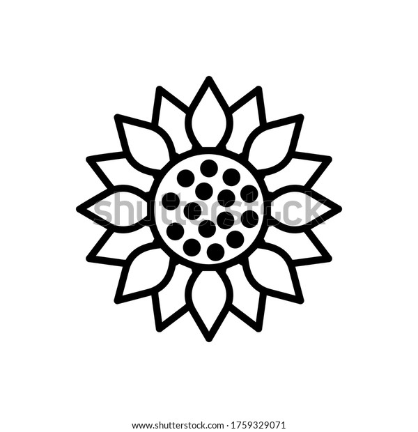 Sunflower Line Icon Isolated On White Stock Vector (Royalty Free ...