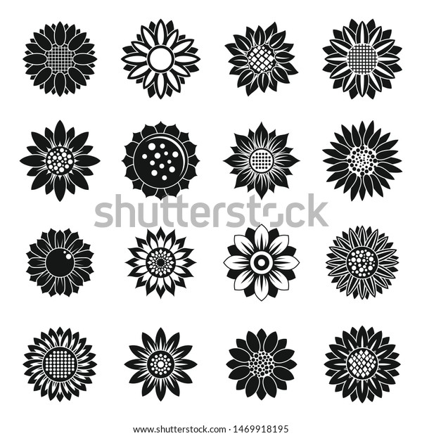 Sunflower Plant Icons Set Simple Set Stock Vector (Royalty Free ...