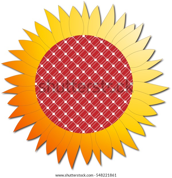 Sunflower Red Solar Cells Inside Stock Vector (Royalty Free) 548221861 ...