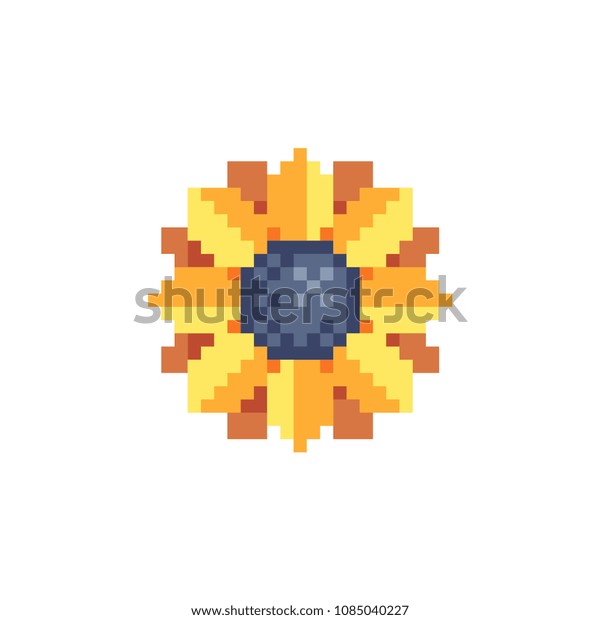Sunflower Yellow Flower Pixel Art Icon Stock Vector (Royalty Free ...