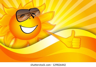 Sunny Background Smiling Sun Stock Vector (Royalty Free) 129826442