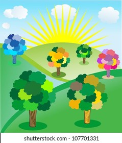 Sunny Forest Stock Vector (Royalty Free) 107701331 | Shutterstock