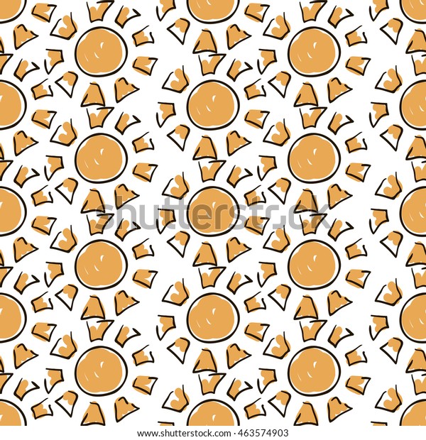 Sunny Seamless Pattern Cute Doodle Suns Stock Vector (Royalty Free ...