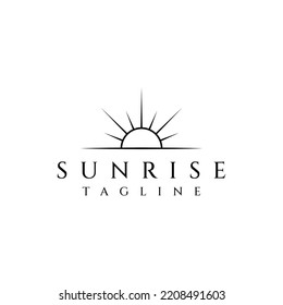Sunrise Horizon Line Vector Logo Design Stock Vector (Royalty Free ...
