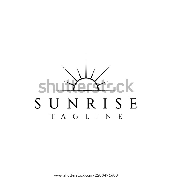 Sunrise Horizon Line Vector Logo Design Stock Vector (Royalty Free ...