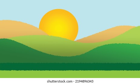 Sunrise Over Hill Vector Illustration Natural Stock Vector (Royalty ...