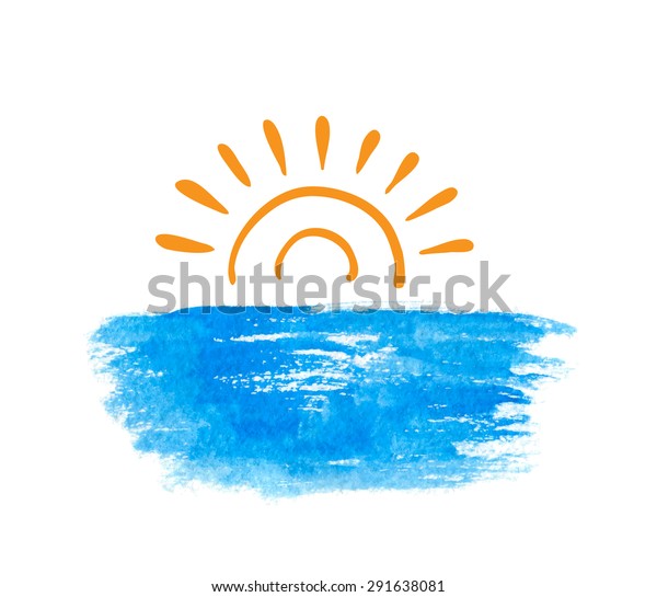 Sunrise Over Water Vector Logo Illustration Stock Vector (Royalty Free ...