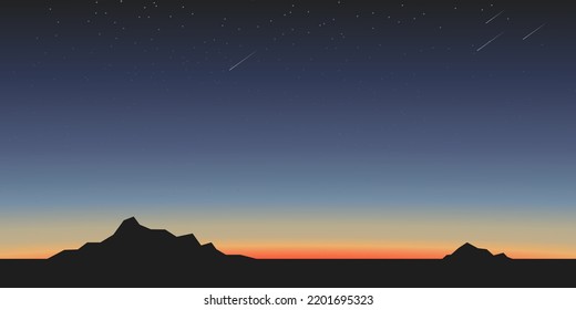 Sunset Background Mountains Stars Night Stock Vector (Royalty Free ...