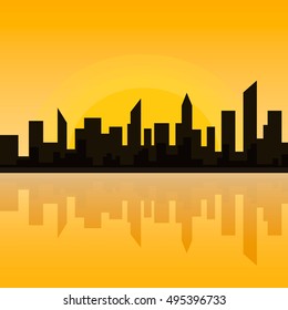 Sunset City Stock Vector (Royalty Free) 495396733 | Shutterstock